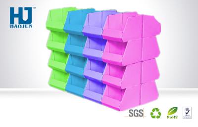 China Green Blue Purple Pink Foldable Cardboard Floor Displays Paper Tabletop Stand For Retail for sale