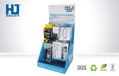 China Mobile Accessories POP Cardboard Counter Display Box With Hooks for sale