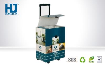 China POP Cardboard Trolley Box , Paper Display Box with Wheel for Tradeshow for sale