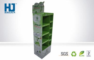 China Green Printing Cardboard Advertising Displays Cotton Swab Free Standing Display for sale