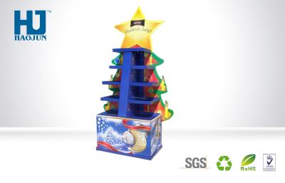 China Blue cardboard floor display stands , gifts cardboard display racks christmas trees shaped for sale