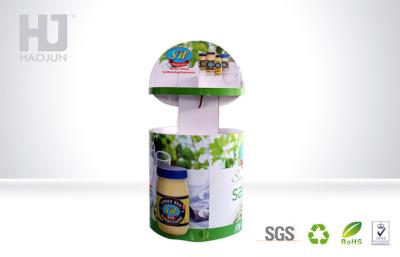 China Round Dump Bin Display Paper Cardboard Shelf For Milk In Shopping Mall for sale