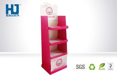 China Make Up Cardboard Floor Displays , Corrugated Paper Display Stand With 3 Pallets for sale