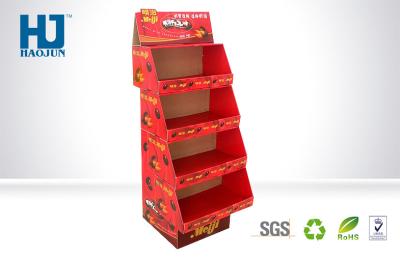 China Red Sandwich Biscuit Cardboard POP Up Display Stand With 4 pallets for sale
