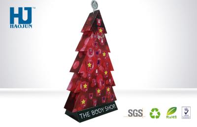 China Red Christmas Tree Cardboard Advertising Displays , Double Sided Display Stand for sale