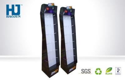 China Folding LED Lamp Corrugated Paper Cardboard Display Stands With 24 Hooks for sale