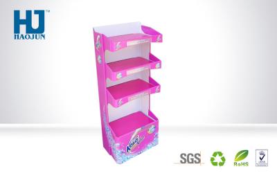 China Store Retail Folding Corrugated Cardboard Pallet Display Pink Glossy Surface for sale
