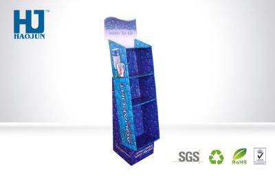China Blue Corrugated Cardboard Pallet Display , Trapezoid Display Floor Standing for sale