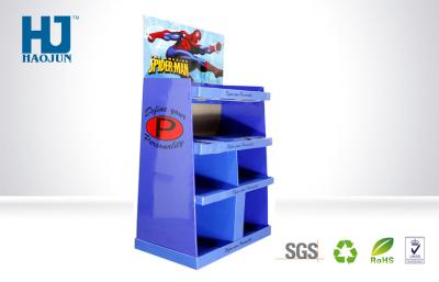 China Blue Sports Corrugated Paper Cardboard Display Stand For Spider Man Socks for sale