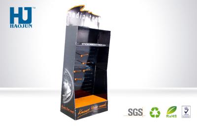 China Glossy Electronic LED Paper Cardboard Hook Display Shelf With Pallets For AD for sale