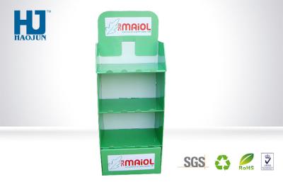 China Green Painting 3 Tier POP Cardboard Display free Standing , Advertising shelf rack for sale