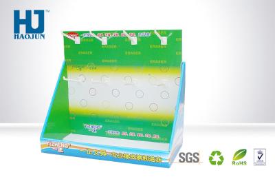 China Green Cardboard PDQ Paper Counter Display Boxes With Hook For Promotion for sale