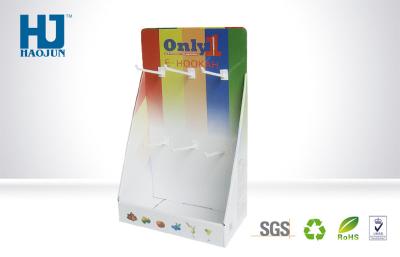 China Store Retail Foldable Cardboard Counter Display Boxes With Hooks For Accessory for sale
