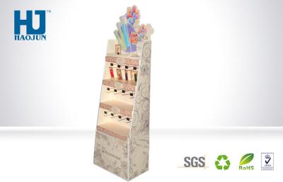 China ladder - shaped Clear Cardboard Cosmetic Display Stand With Hooks For Perfume Customized for sale