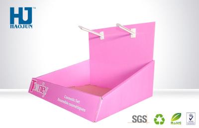 China Lovely Pink Corrugated Cardboard Display Box With Metal Hooks For Store for sale