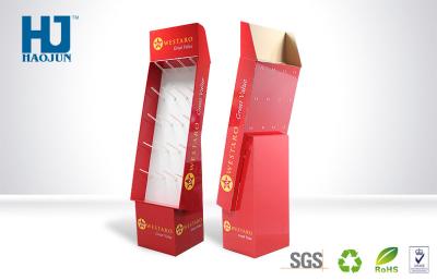 China 20 PEG Hooks Floor Standing Paper Material , Cardboard Hook Display Stand  Caps for sale