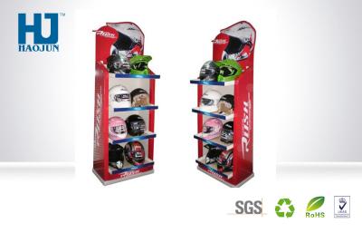 China Pop paper display stand supermarket shelves custom LOGO display with kids helmets for sale