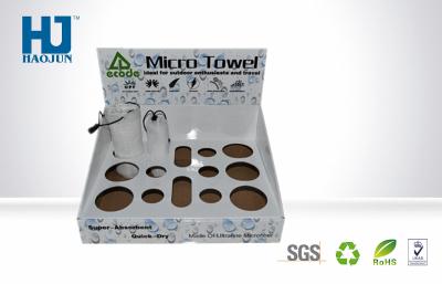 China Printable Cardboard Counter Display Boxes For Towel Retail , Corrugated Towel holder with Slots for sale