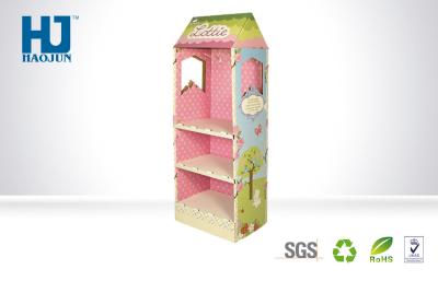 China Sweet Pink Color Corrugated Cardboard 3 Floors Display Stand Cardboard Displays For Toys for sale