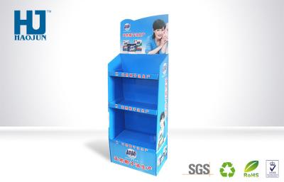 China Glossy Customized Corrugated Cardboard Display Stand Blue For Soap Powder for sale