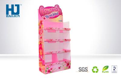 China Trapezoid Cardboard Pallet Display Pink Beautiful Corrugated For Doll for sale