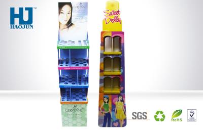 China Four Colors Customized Folded Cosmetic Cardboard Pallet Display Stand for sale