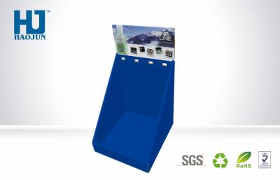 China Waterproof Perfume Cardboard Counter Display Blue With Plastic Hook for sale