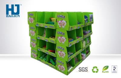 China Four Sides Green Cardboard Advertising Displays For Stationery / Children Toy for sale