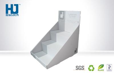 China Custom White 3 Tier Cardboard Countertop Display Boxes Eco Friendly for sale