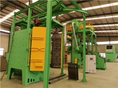 China Rotary Barret Tilting 20min Drum Type Shot Blasting Machine With Dust Collector for sale