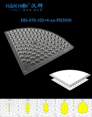 China 102×4pcs 3030LEDsc 272x272mm Size 10°/30°/45°/60°/90° Available Anti-Glare High Transmittance For Stadium Lighting for sale