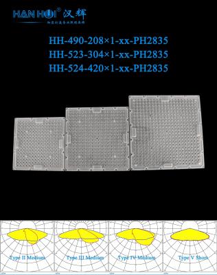 China T5S/T2M/T3M/T4M Available 420pcs 291×291×6.5MM Size 2835 LEDs WaterProof Optical Grade Optimal Clarity Parking Lot Lighting Lens for sale