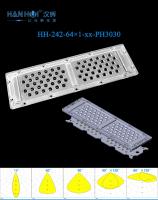 China 64pcs 3030LEDs Multiple Angles Available 236×70MM Size Glare Reduction PC Material IP65 Grade Uniform Ilumination Street and Area Lighting Lens for sale