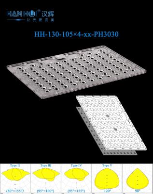 China 90°/T2/T3/T4/T5 Available High Transmittance 70×4pcs 3030LEDs Anti-Glare Easily Installation Lens Fit Street&Flood Lighting for sale