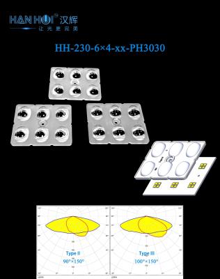 China 24pcs 3030LEDs 59.6×49.6mm Small Square Lens Uniform Light Output Low Glare Area Road Lighting and Floodlighting Lens for sale