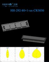 China 250.75×74.75mm Size 80pcs 3030LEDs 30°/60°/90° Available Unidorm Light Output PC Material Lens For Flood Lighting for sale