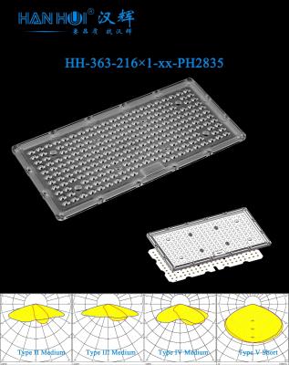 China 292.2×141.5mm Size Multiple Light Distribution Angles Low Glare PC Material Water Resistance Lens For Streetlighting for sale