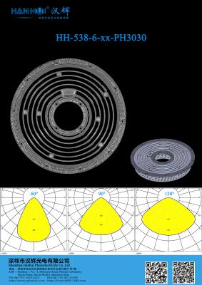China Waterproof UFO High Bay Light Lens 92+% Transmittance 6 Rings 3030/2835LEDs Durable Material Lens for sale