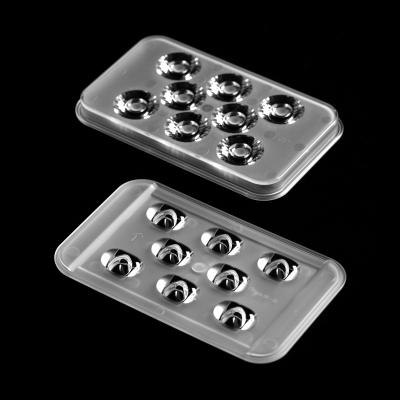 China 8pcs 7070 LED Street Light Lens 92% Transmittance PC/PMMA 124x75mm for sale