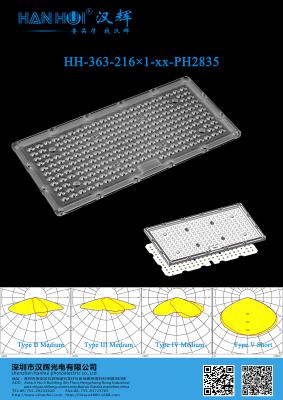 China 216x1 2835 LED Street Light Lens 292.2x141.5mm 92% Transmittance for sale