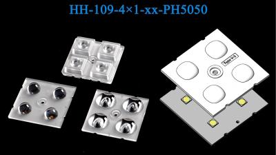 China 50×50mm Dimensions 4pcs 5050LEDs Multiple Beam Angles Low Glare Street&Flood Lighting Lens for sale