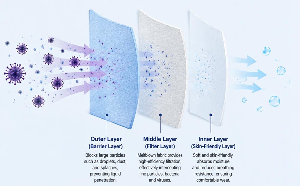 Diagram showing the process of isolating viruses with masks