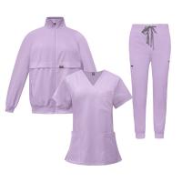 China Hubei Haixin 3 Piece Set Doctor Uniforme Hospital Medical Scrub Suit Surgical Hospital Uniform Set Nurse Uniform Lab Coat for sale