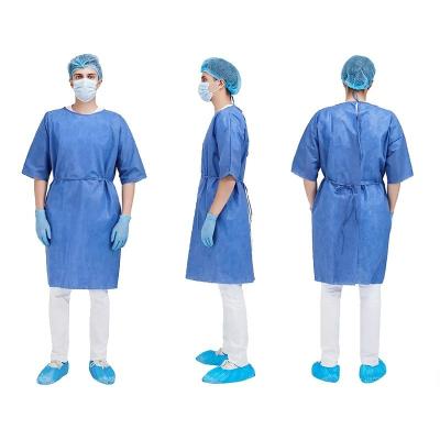 China 35G SMS Surgery Gown Factory Directly Supplies Adult Patient Hospital Gown PP Surgical Short Disposable Gown for Hospital for sale
