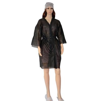 China Wholesale Disposable Non-woven Spa Kimono Bathrobe XL Beauty Salon Sauna Gown Summer Bath Skirt Dress Sweat Steam Suit Robe for sale