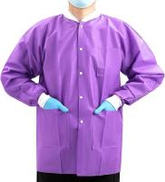 China Disposable Adult Medical Lab Jacket Hospital Visitor Gowns Coat Knit Cuff Collar 3 Pockets Breathable PP SMS Material PPE Coat for sale