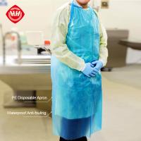 China Hubei Haixin Disposable Blue White PE Apron Wholesale Waterproof Plastic Kitchen Sleeveless Plain Style for Industry Food LDPE for sale