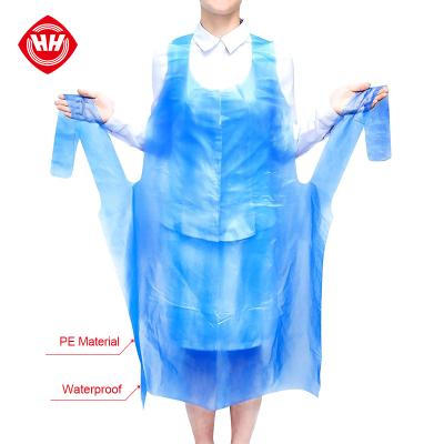 China Hubei Haixin Disposable Blue and White PE Apron Waterproof LDPE Material Kitchen Sleeveless Plain Style for Cleaning Wholesale for sale