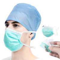 China Haixin Health 3 Ply Custom Logo Adult Surgical FaceMask Ti on for Hospitals CE Medical Lacing Green Headband Masks Wholesale for sale
