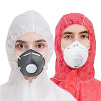 China Hubei Haixin Disposable Medical Mask with Valve Respirator Breathable FFP2 Duck Bill V Shape White with Tie-on Earloop Wholesale for sale